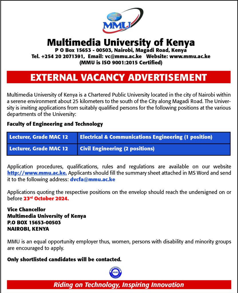Career – Multimedia University of Kenya